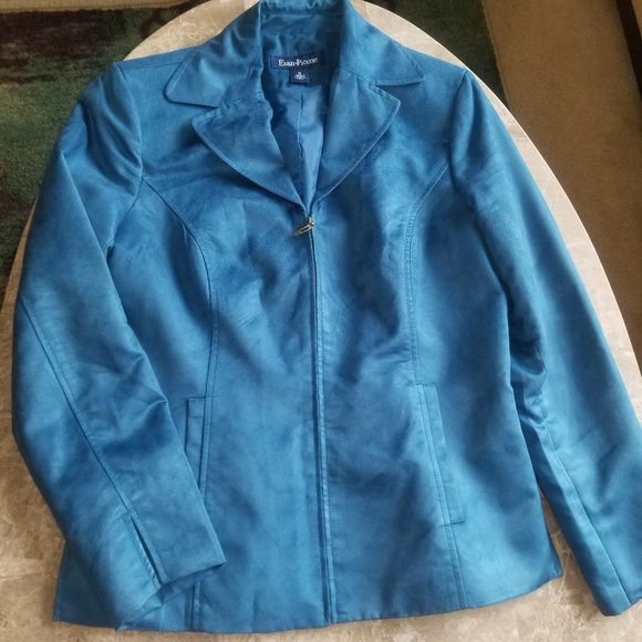 Evan Picone | Jackets & Coats | Evan Picone Bright Blue Zip Blazer 8 ...